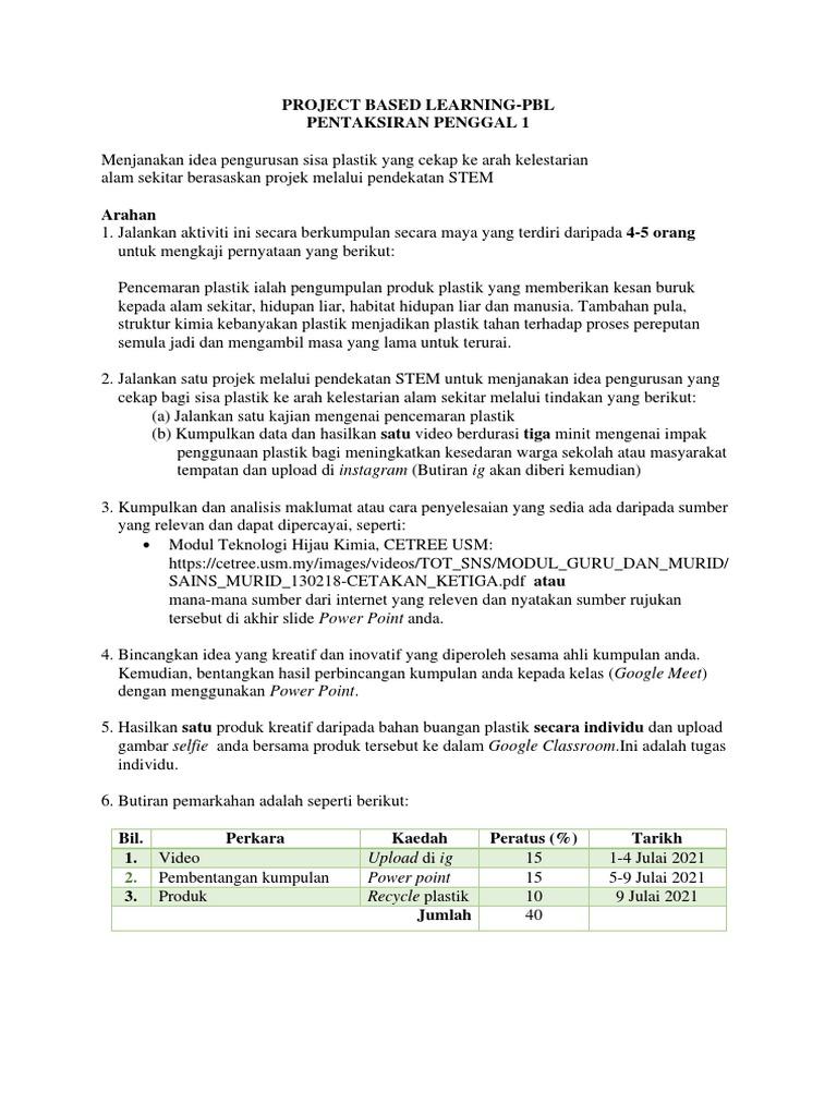 Projek Based Learning | PDF