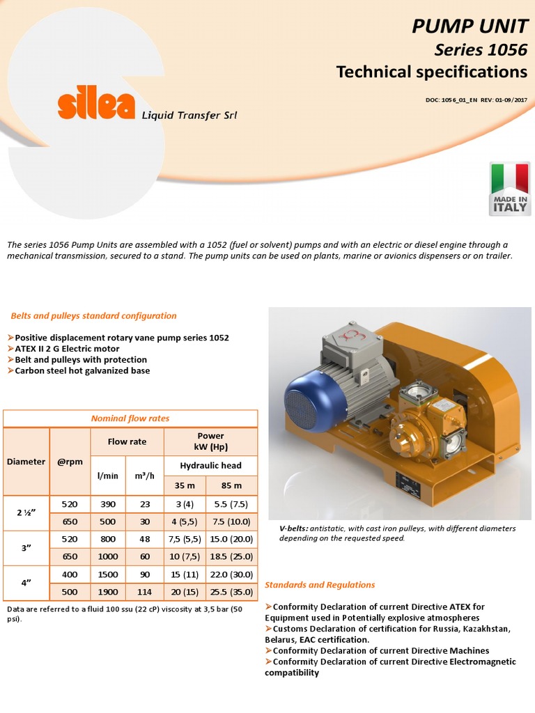 Pump Unit: Technical Specifications | PDF | Pump | Belt (Mechanical)