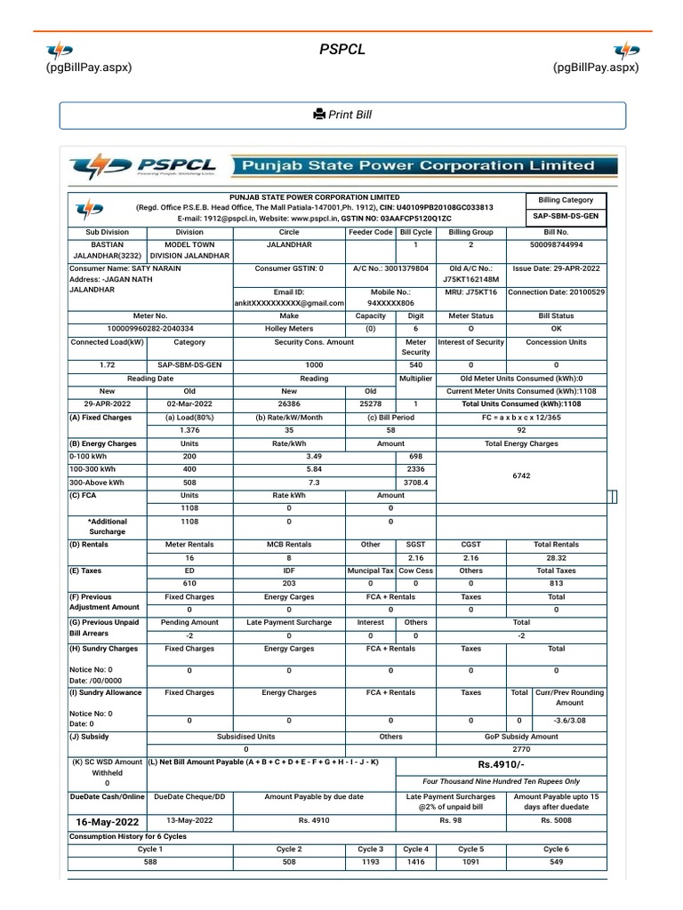 Pay your PSPCL bill online by May 16 | PDF | Taxation | Government