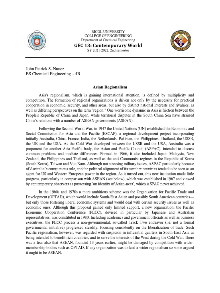 GEC 13 - Essay - Nunez, John Patrick - ChE-4B | PDF | Globalization ...