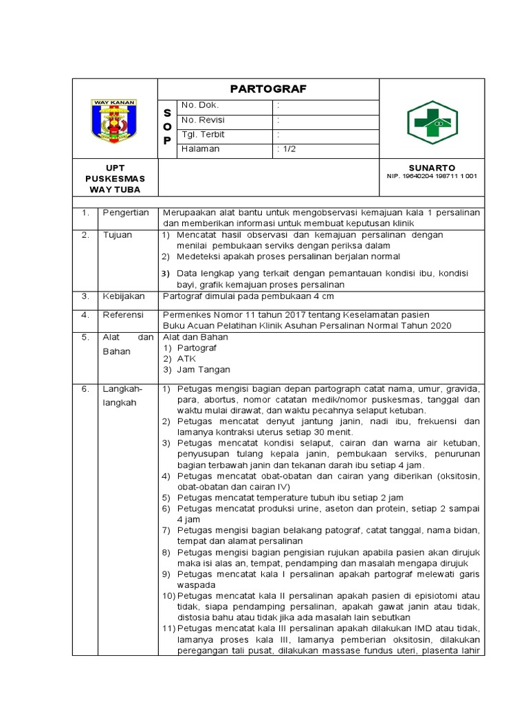 Sop Partograf | PDF