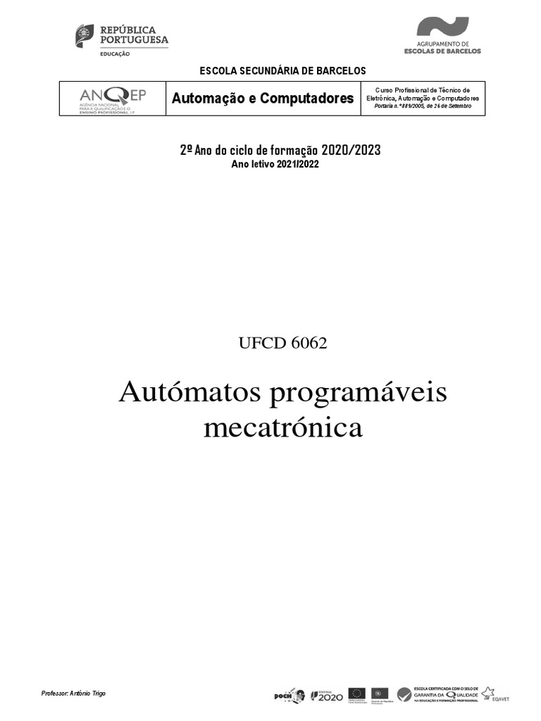 UFCD 6062 - Autómatos Programáveis Mecatrónica | PDF | Janela ...