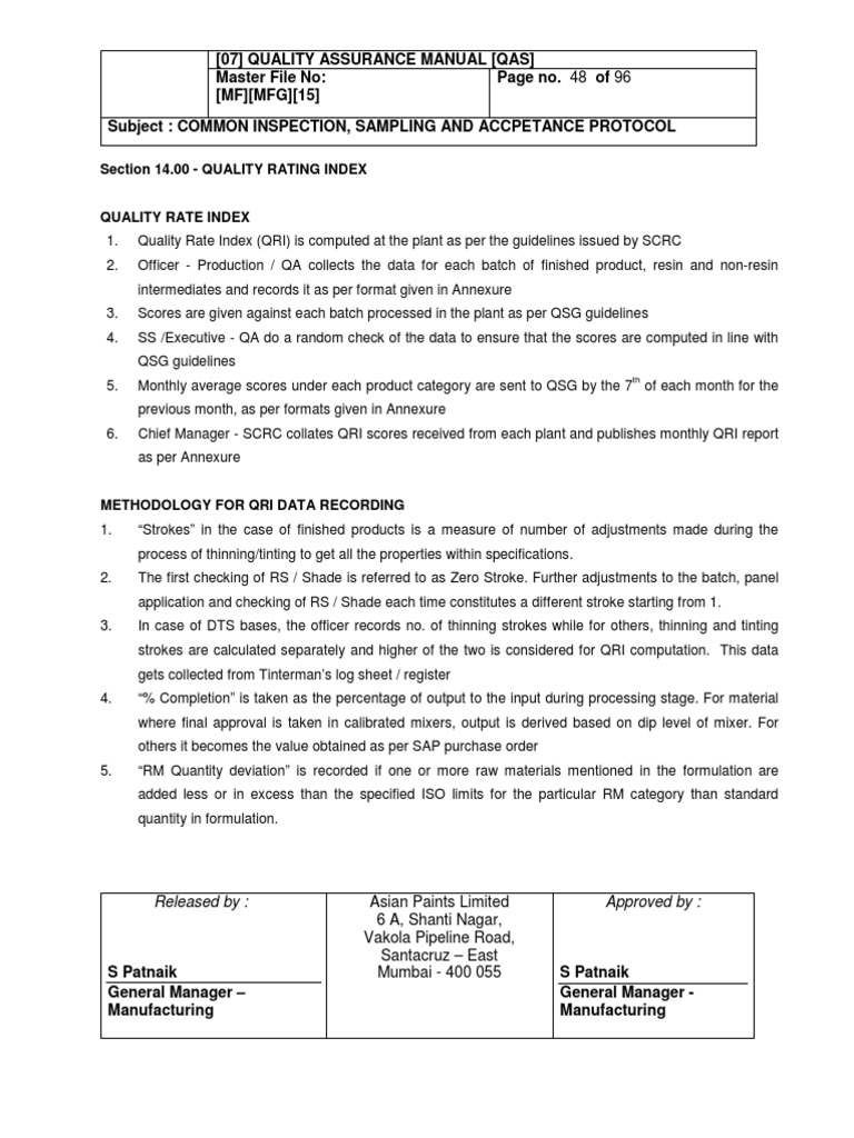 Qri Guidelines | PDF | Quality Assurance | Paint