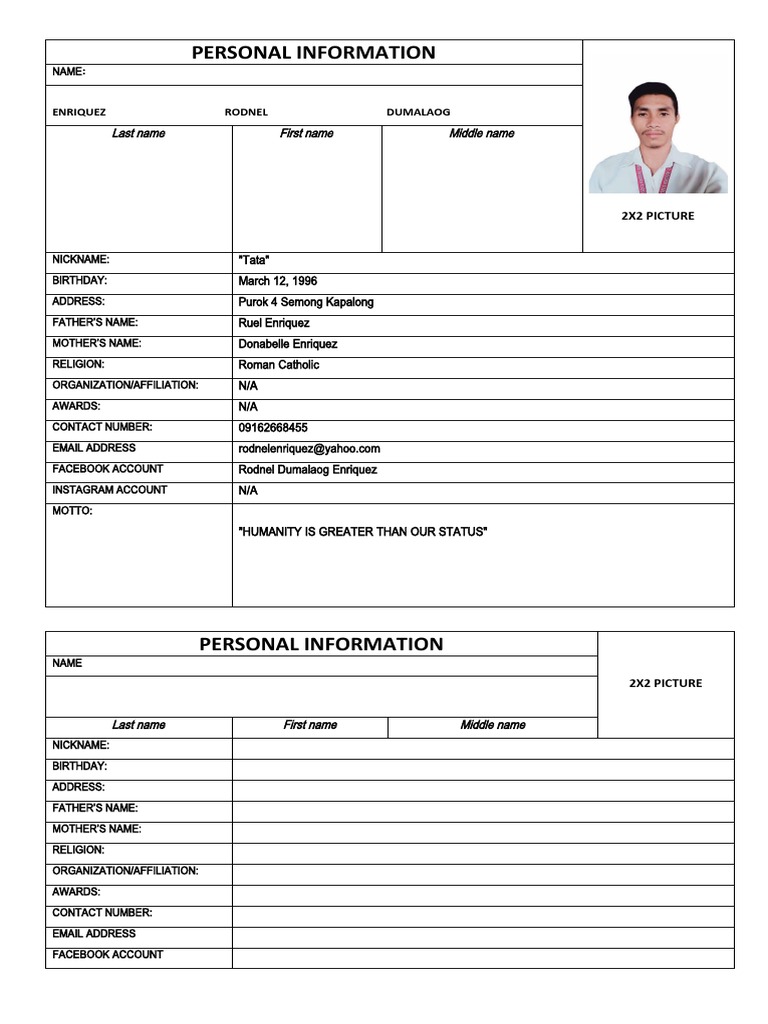 Personal Information | PDF