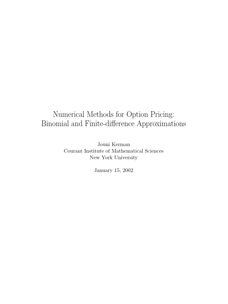 Option Pricing Numerical Methods Pdf Black Scholes Model Option Finance