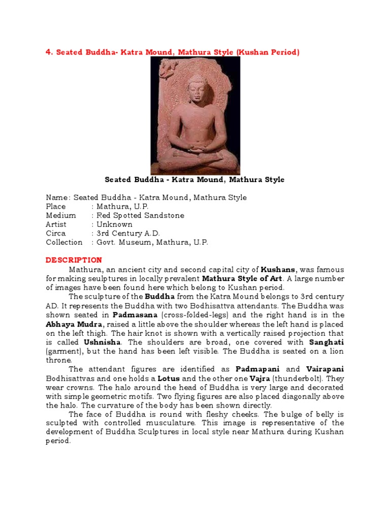 Seated Buddha-Katra Mound, Mathura Style (Kushan Period) | PDF | Indian ...