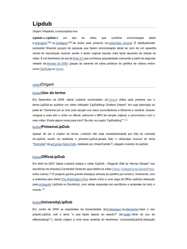 Lip Dub | PDF | Produção de filmes | Multimídia