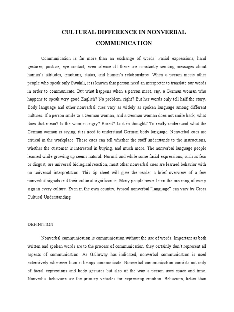 Cross Cultural Understanding | PDF | Nonverbal Communication ...