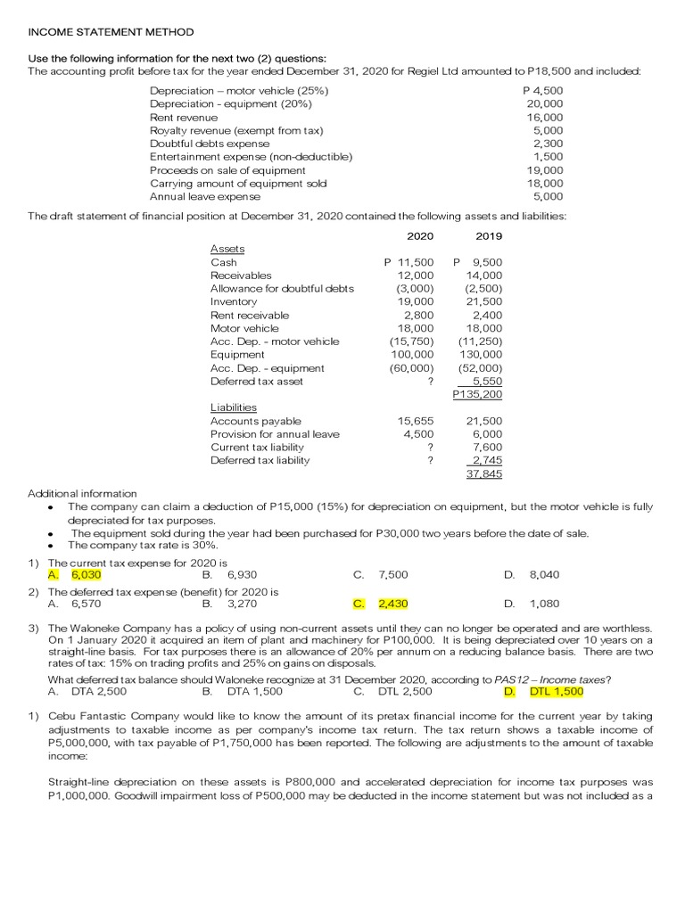 Analysis of Income Statement and Tax Calculations for Regiel Ltd | PDF ...