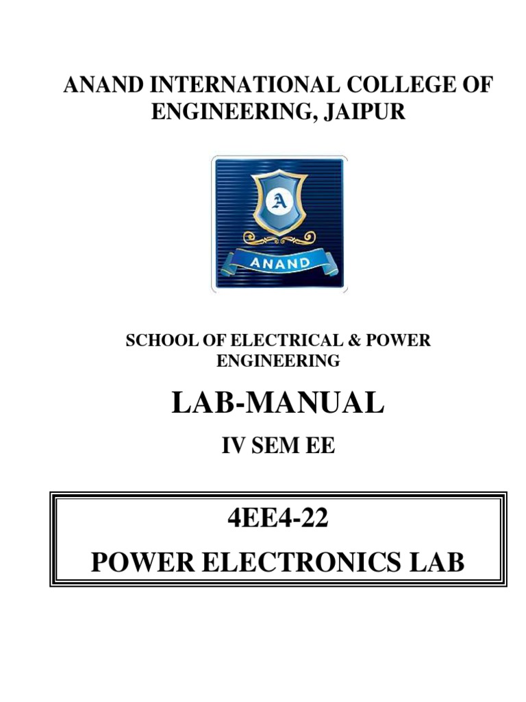 Lab Manual for Power Electronics Laboratory Experiments at Anand ...