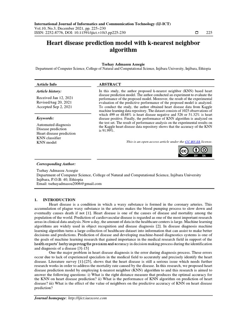 Heart Disease Prediction Model With K-Nearest Neighbor Algorithm | PDF ...