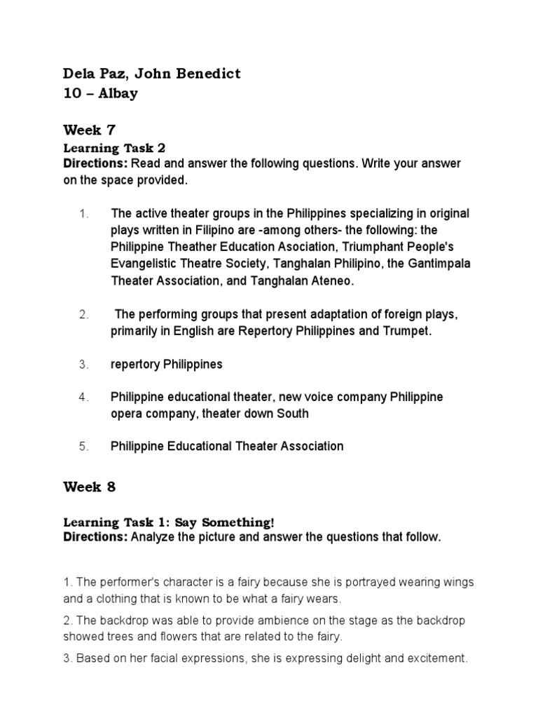 Delapaz, John Benedict (MAPEH Week 7 - 8 Learning Task 1 & 2) | PDF