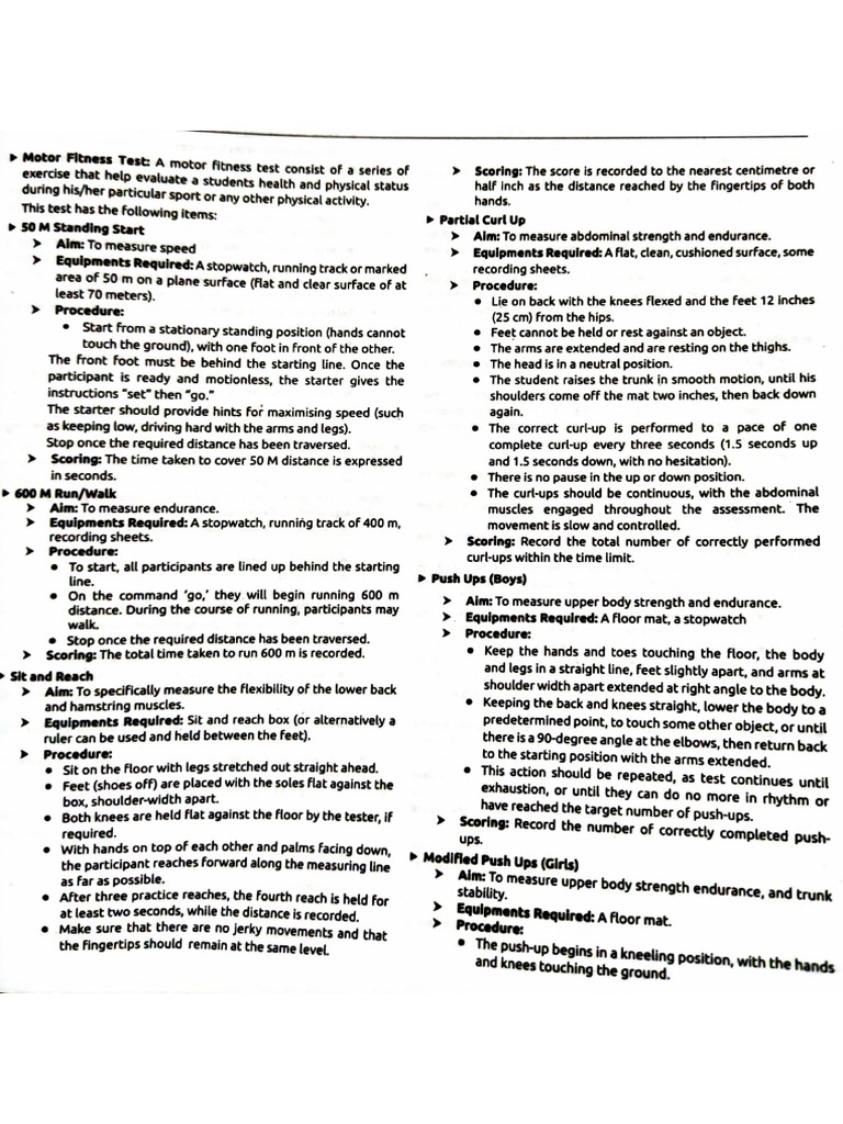 General Motor Fitness Test | PDF