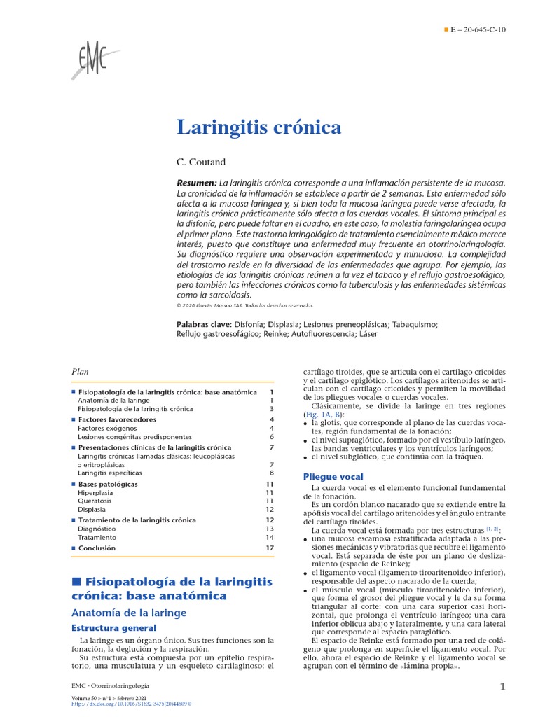 Laringitis Crónica Feb-2021 | PDF | Laringe | Especialidades Medicas