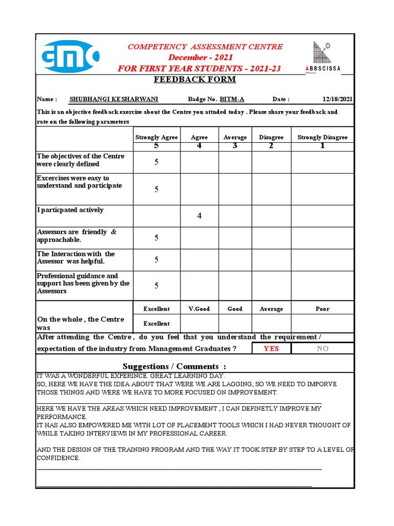 Student Feedback Form | PDF
