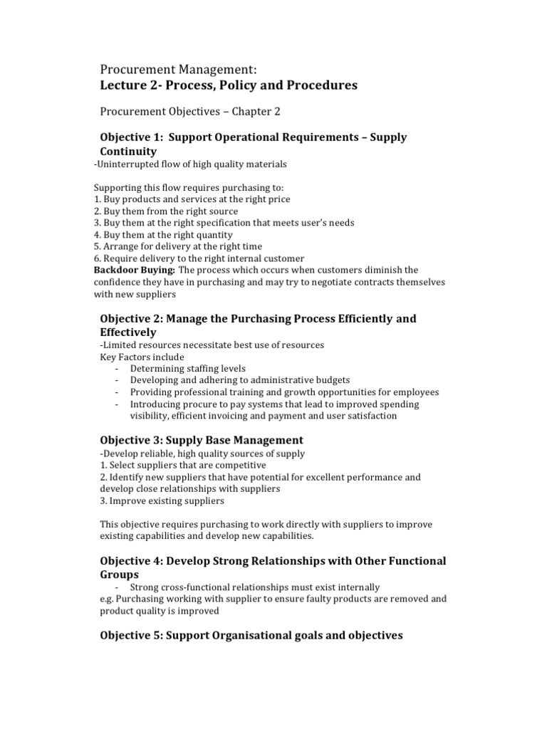 Procurement Management Summary | PDF | Supply Chain | Procurement
