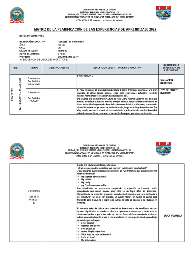 Matriz de Ingles Jhony | PDF | Aprendizaje | Ciencia cognitiva