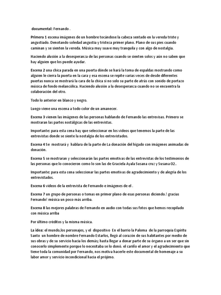 Guion Documental | PDF | Amor