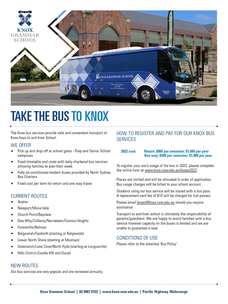 Knox Bus Registration and Timetable 2022 | PDF | Bus | Seat Belt
