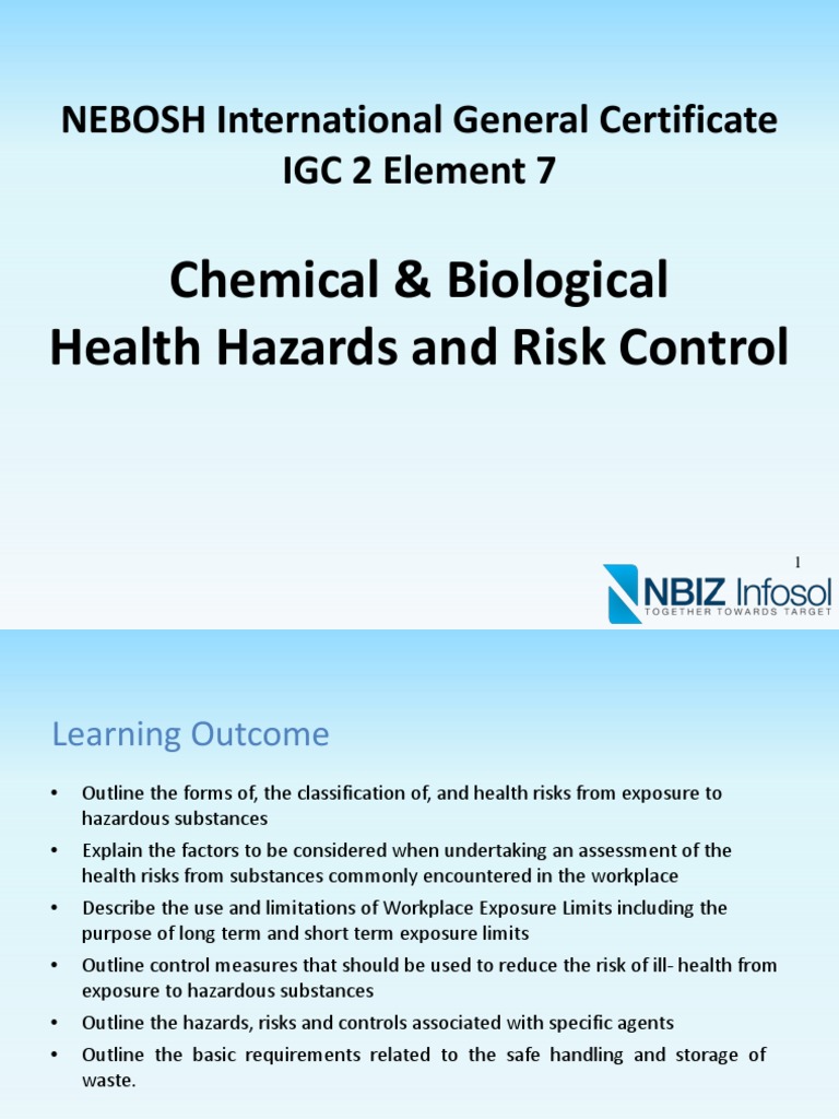 IGC 2 - Element 7 - Chemical Hazards | PDF | Pollution | Occupational ...