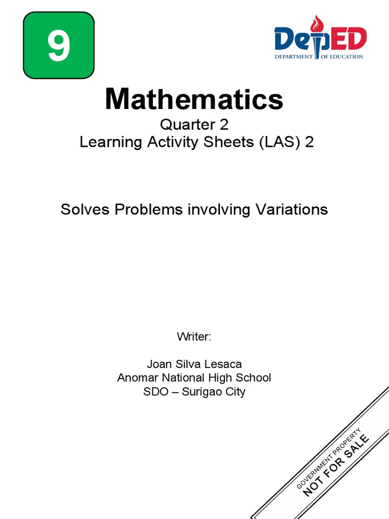 LAS-LESACA Math9 Wk2 Checked by Dela Cruz | PDF | Equations | Variable ...