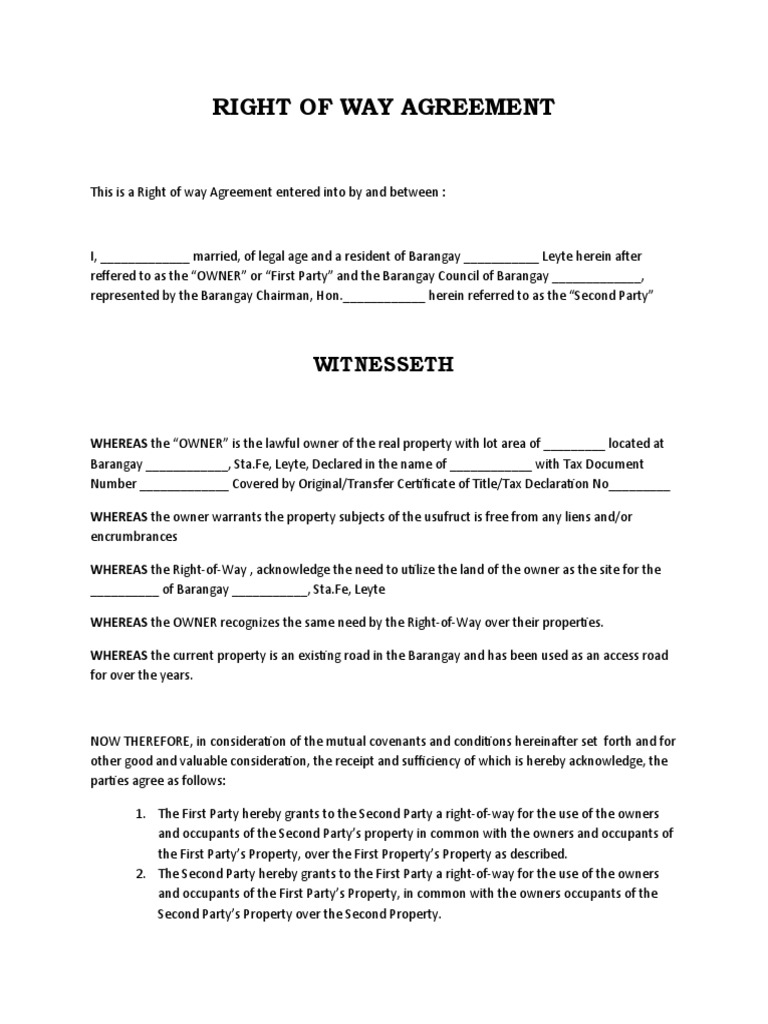 Right of Way Agreement | PDF | Easement | Property