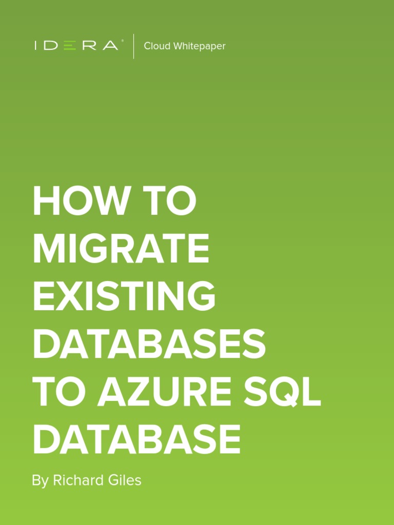 Migrate Existing Databases To Azure SQL Database | PDF | Databases | Microsoft Azure