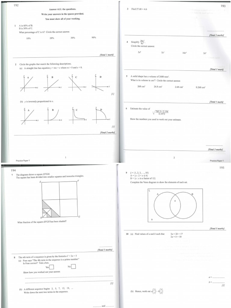 CGP Gcse Maths Mock + Ans | PDF