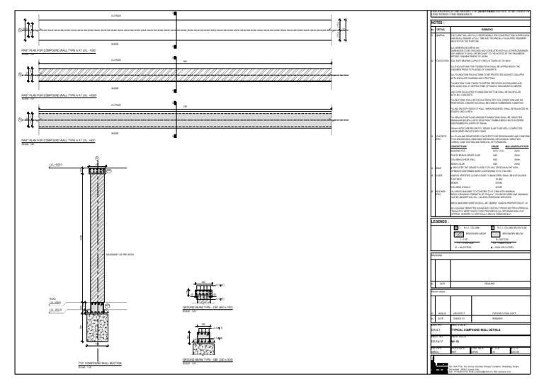C.W.01 Typical Compound Wall Details (26-04-22) | PDF | Concrete | Masonry