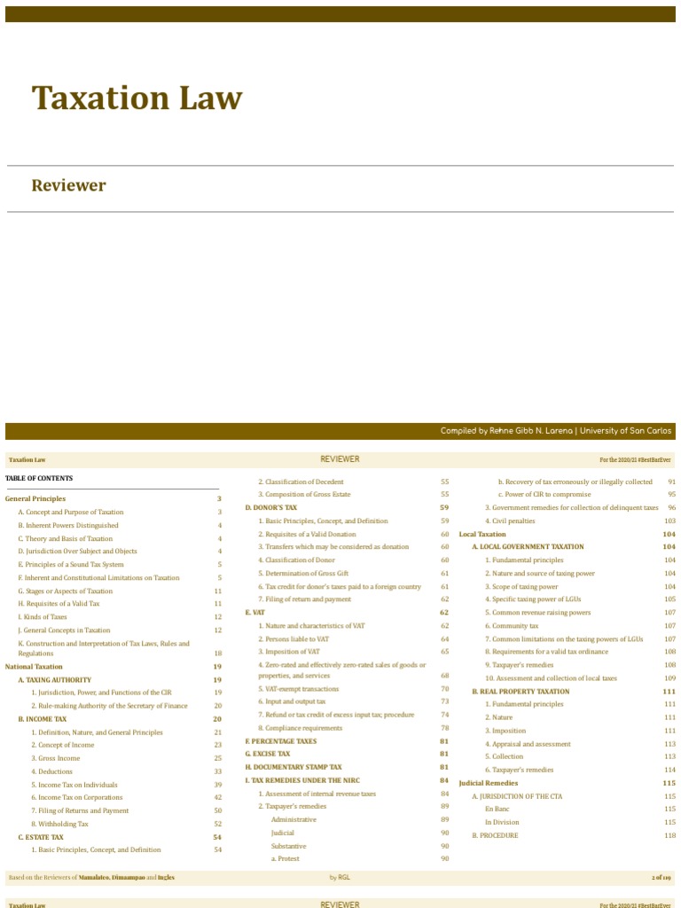 04 Tax Taxation Law Reviewer | PDF