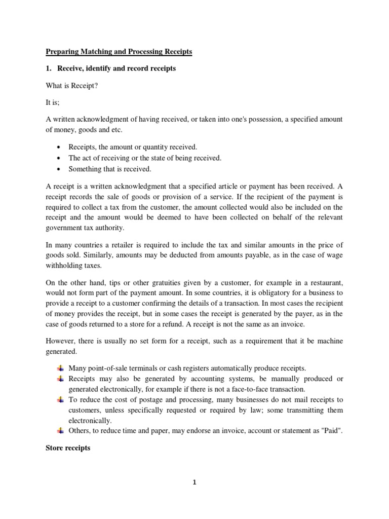 Preparing Matching and Processing Receipts Corrected | PDF | Receipt ...