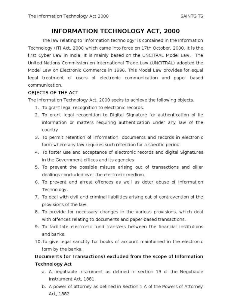 22572154 the Information Technology Act 2000 | Public Key Cryptography | Computer Data Storage