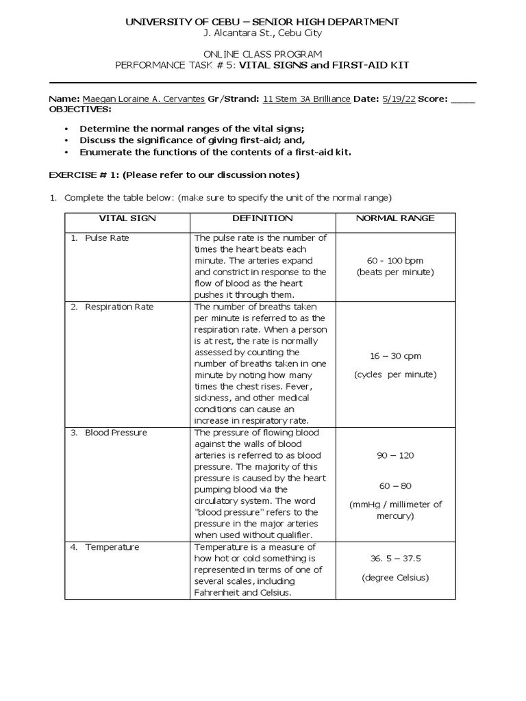 PT Guidelines (Vital Signs) | PDF | Clinical Medicine | Medical Specialties