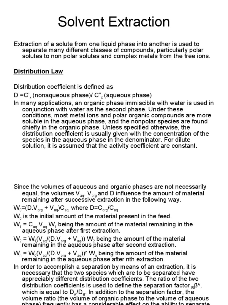 Rs Solvent Extraction | PDF | Chemistry | Physical Sciences