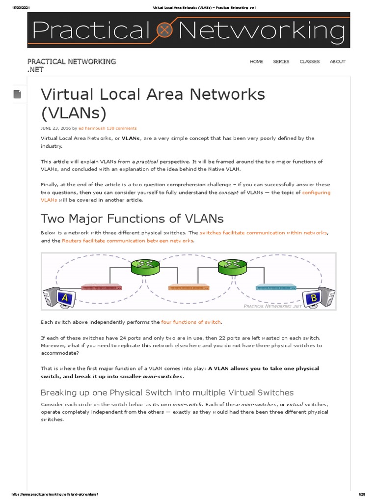 Virtual Local Area Networks Vlans Practical Networking Pdf Computer Network Network Switch 