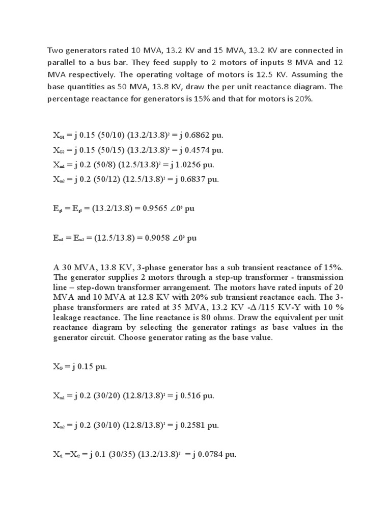 Two Generators Rated 10 MVA | PDF | Transformer | Volt