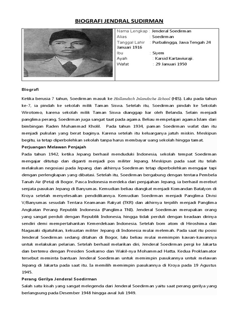 Biografi Jendral Sudirman | PDF