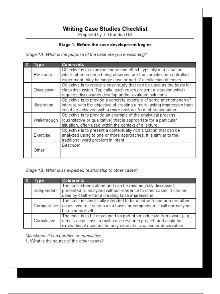 Case Study Development Checklist | PDF | Case Study | Information