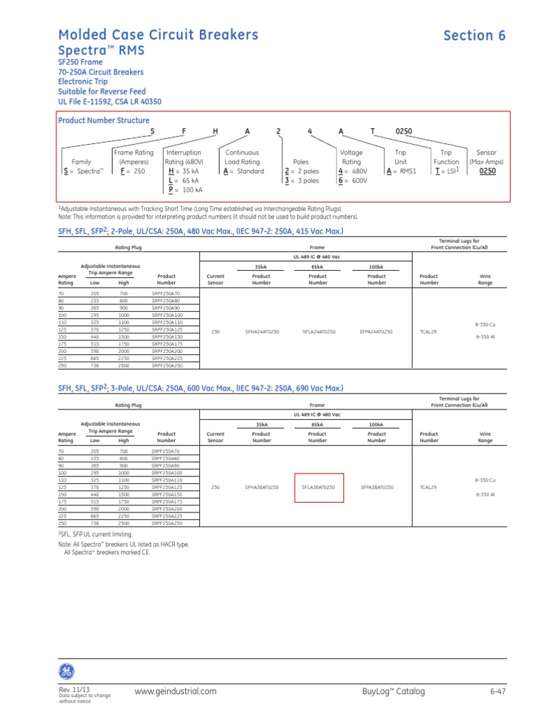 Molded Case Circuit Breakers Section 6: Spectra RMS | PDF | Electrical ...