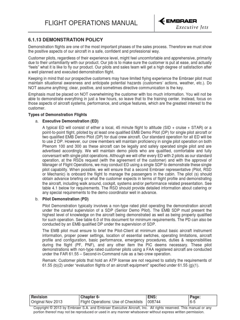 Flight Operations Manual: 6.1.13 Demonstration Policy | PDF | Airport ...