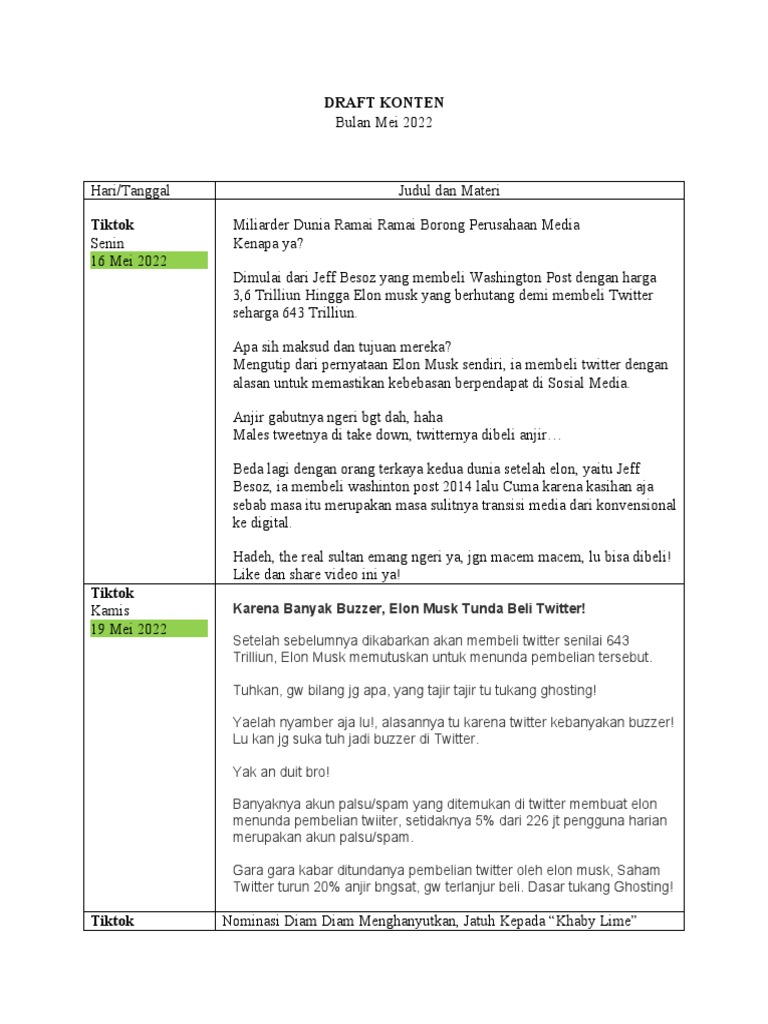 Contoh Brief Konten Sosial Media | PDF