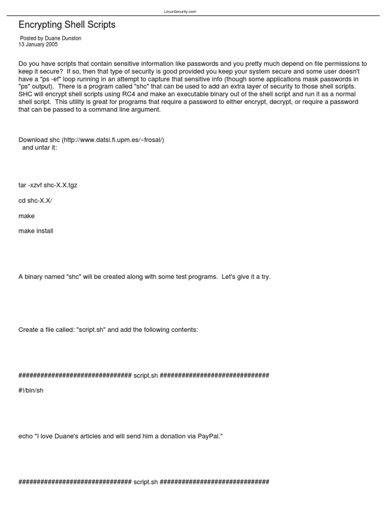 SHC | PDF | Command Line Interface | Scripting Language