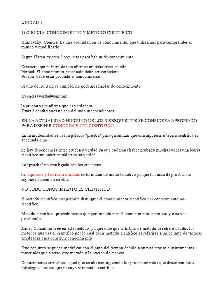 Estudio Primer Parcial Metodologia de Las Ciencias Sociales 2022 | PDF | Teoría | Verdad