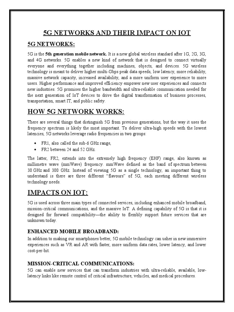 5G Networks and Their Impact On Iot | PDF | Internet Of Things ...