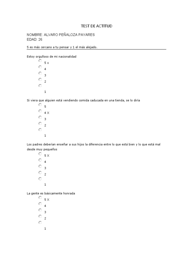 Test de Actitud | PDF