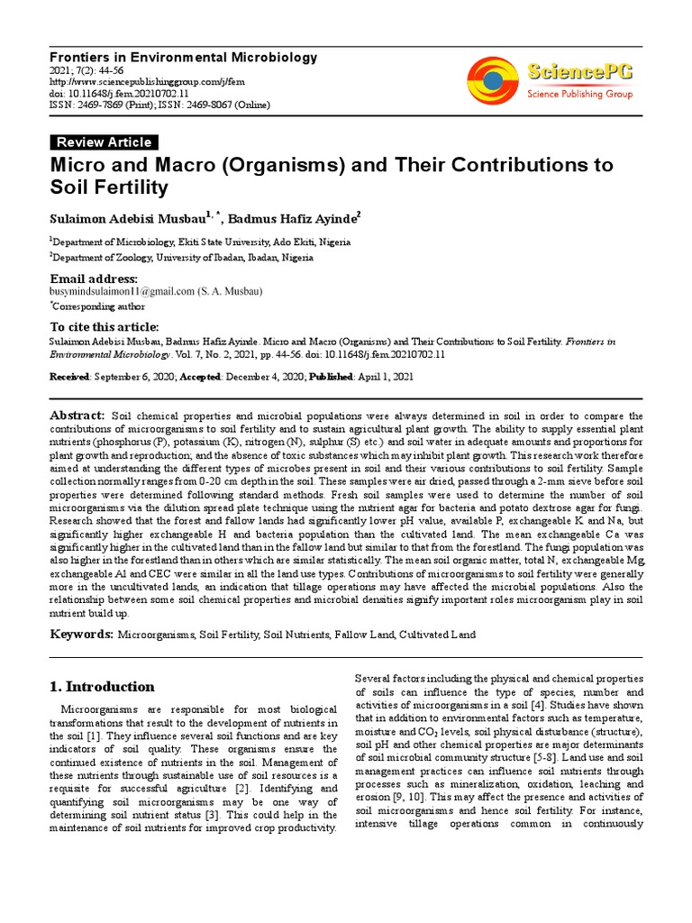 Microbial Contributions to Soil Fertility | PDF | Soil | Fungus
