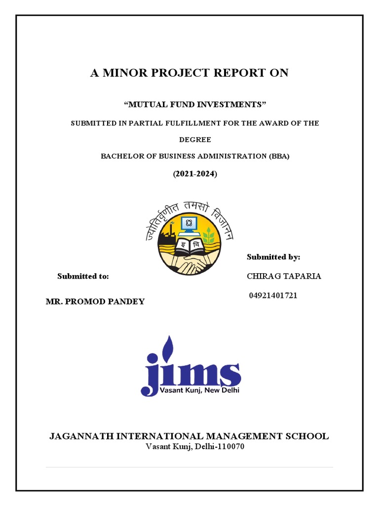 BBA Mutual Fund Project Report | PDF | Mutual Funds | Investing