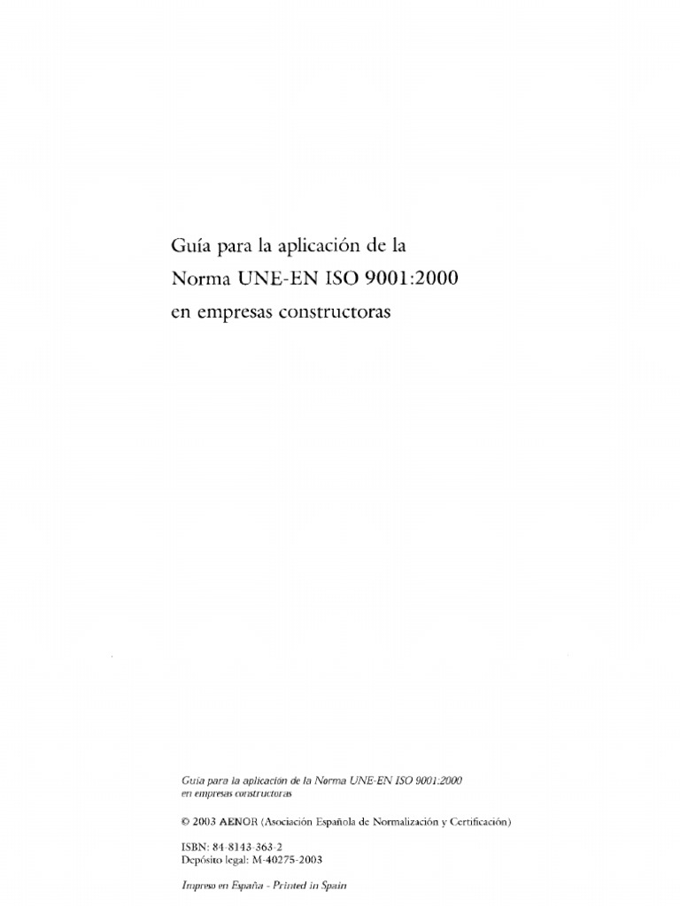 Guía Aplicación Norma UNE EN ISO 9001 2000 en Empresas Constructoras | PDF