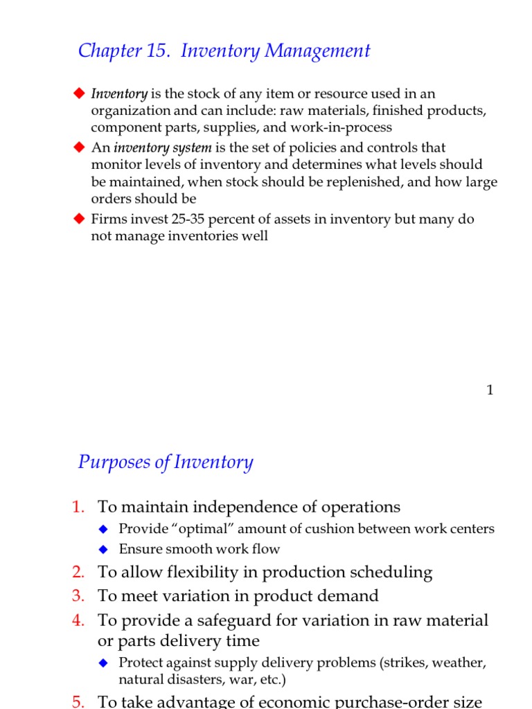 CH 15 Inventory Management | PDF | Inventory | Demand