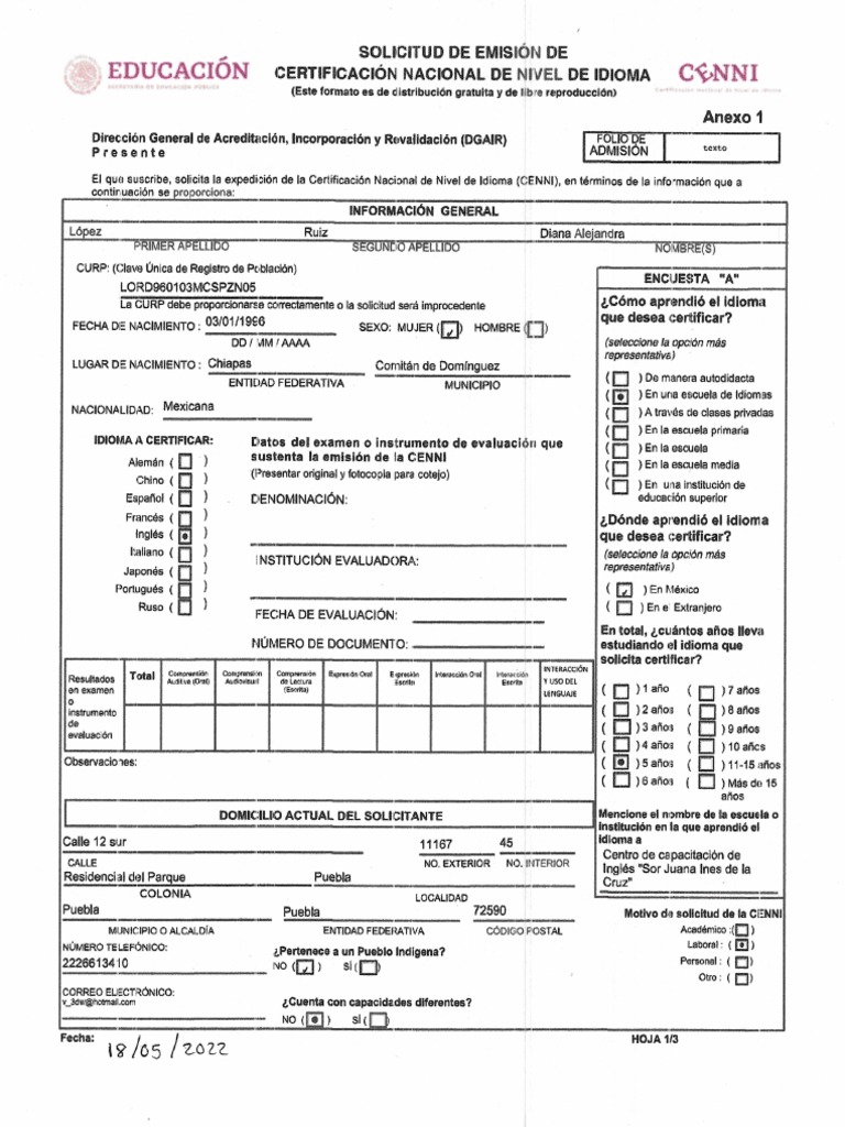 Solicitud Cenni | PDF